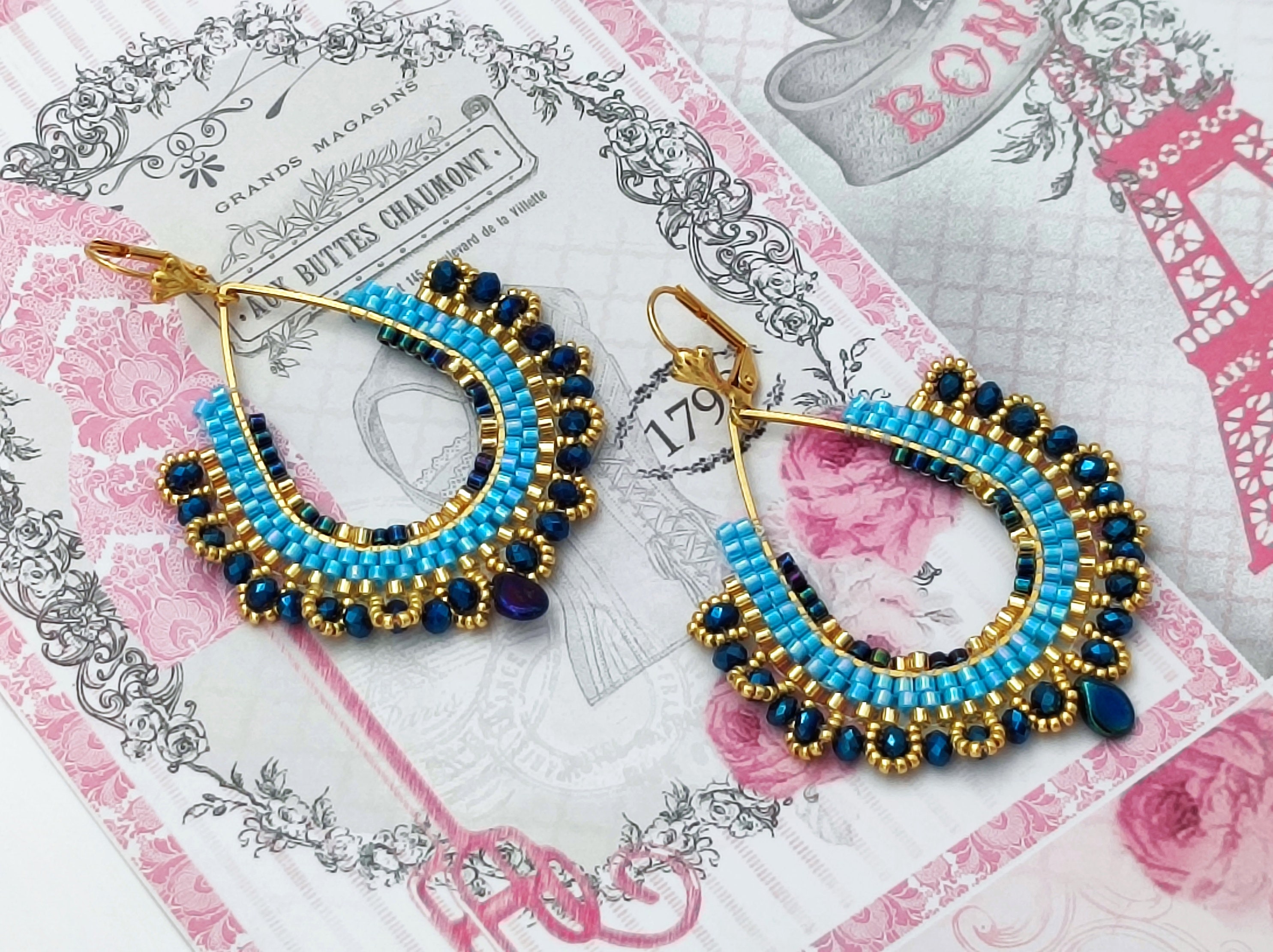 Beading Tutorial Nicole Earrings Delica, Pips, Rondels, Seed Beads ...