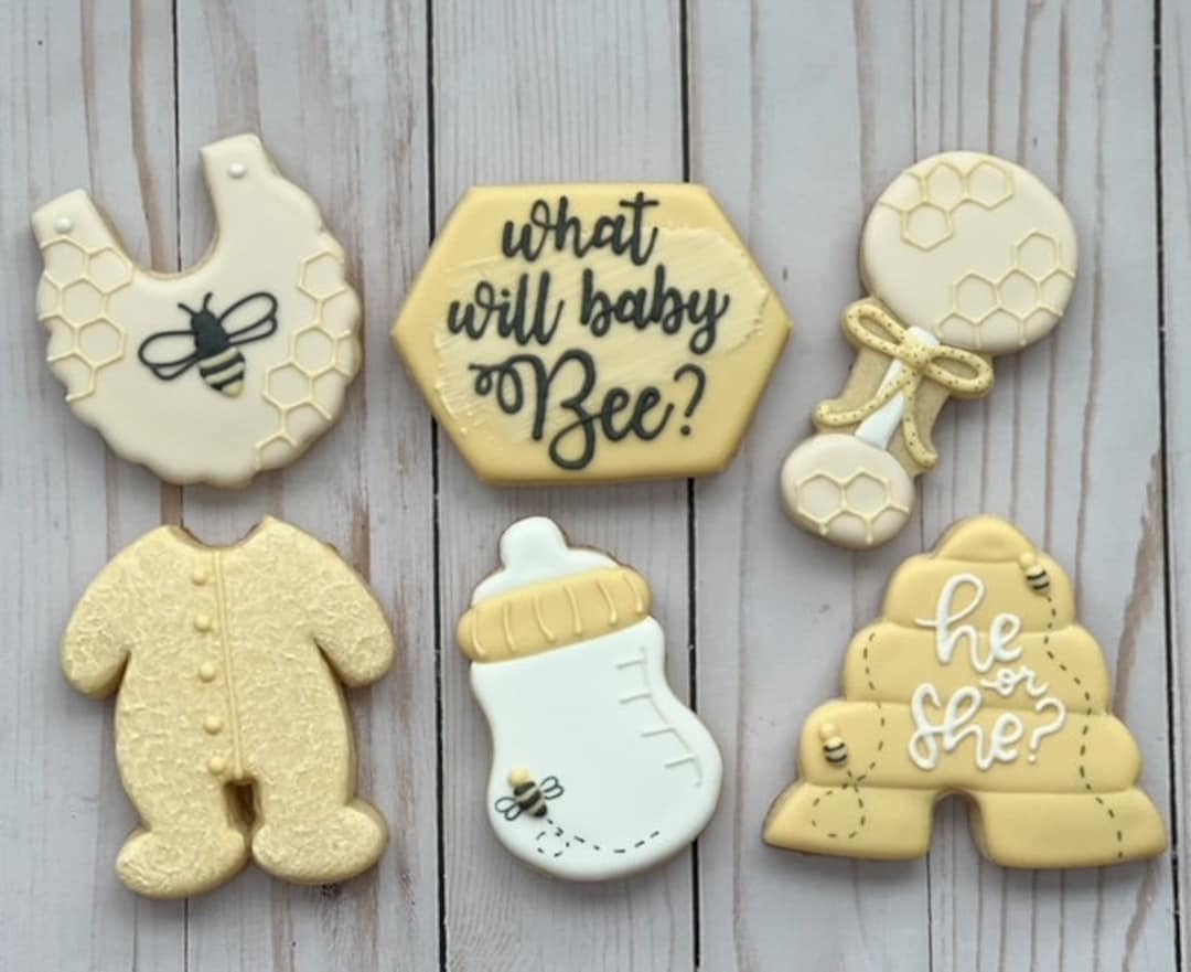Bee Baby Shower Cookies- Decorated Sugar Cookies - Etsy
