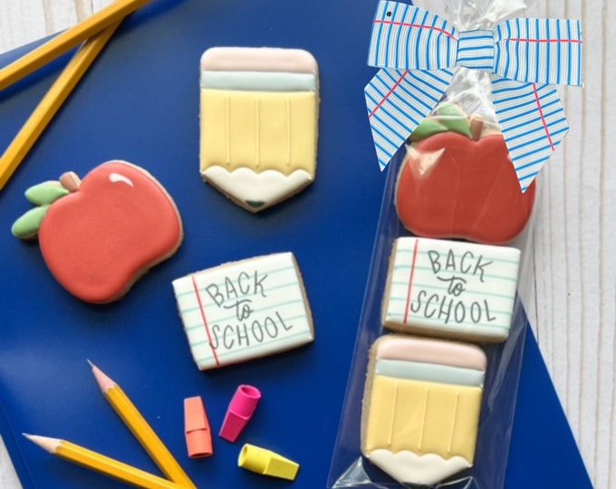 Back to School mini Decorated Cookies, Cookie Gift Box, Party Favors ...