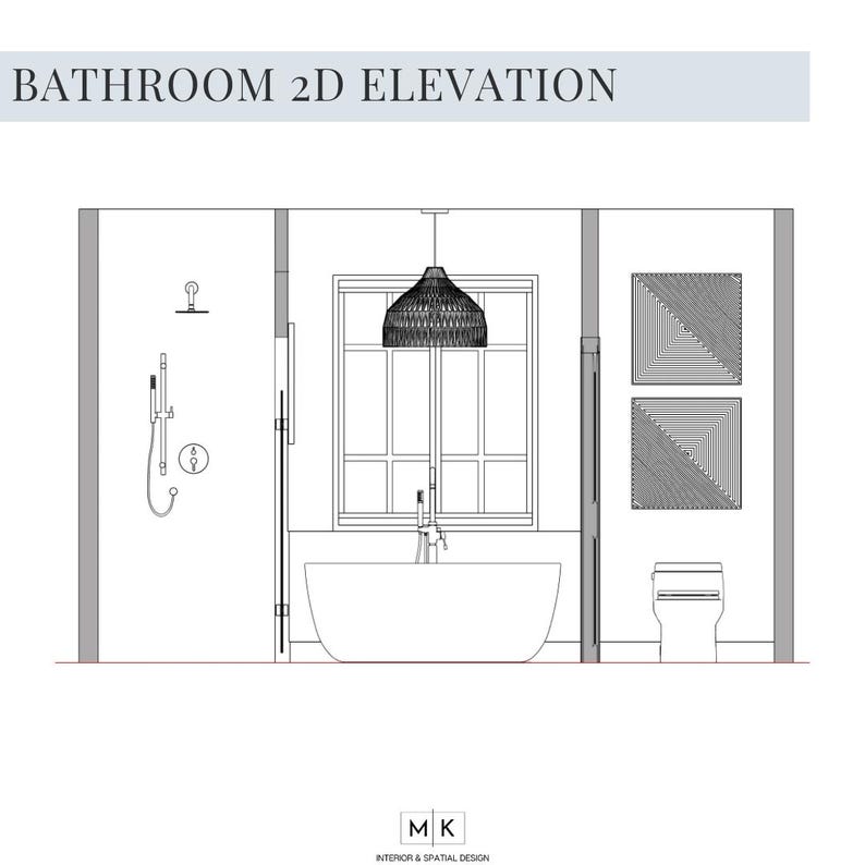 Custom 2D Bathroom Design Plan: Virtual Interior Design Service (PDF ...