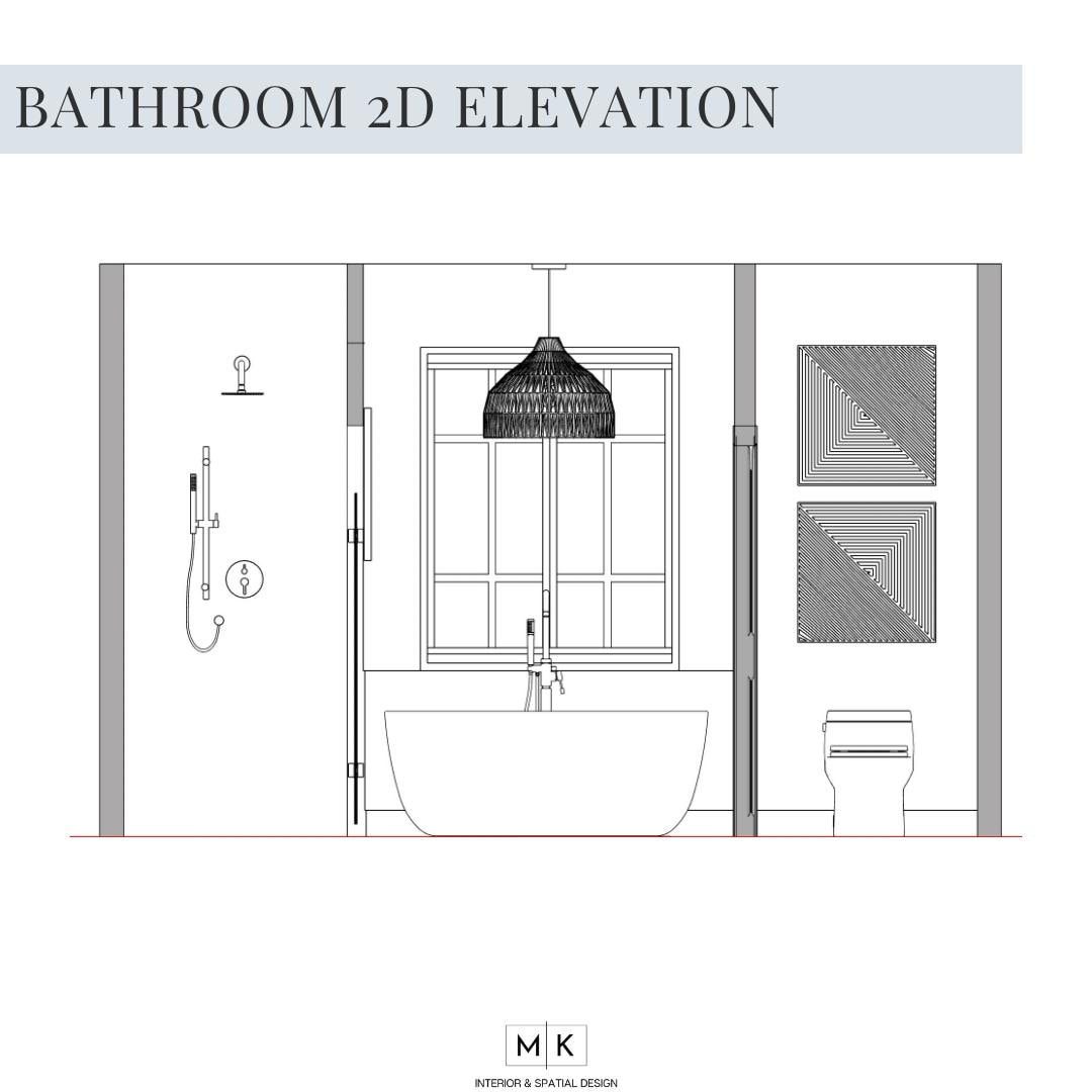 Custom 2D Bathroom Design Plan: Virtual Interior Design Service (PDF ...