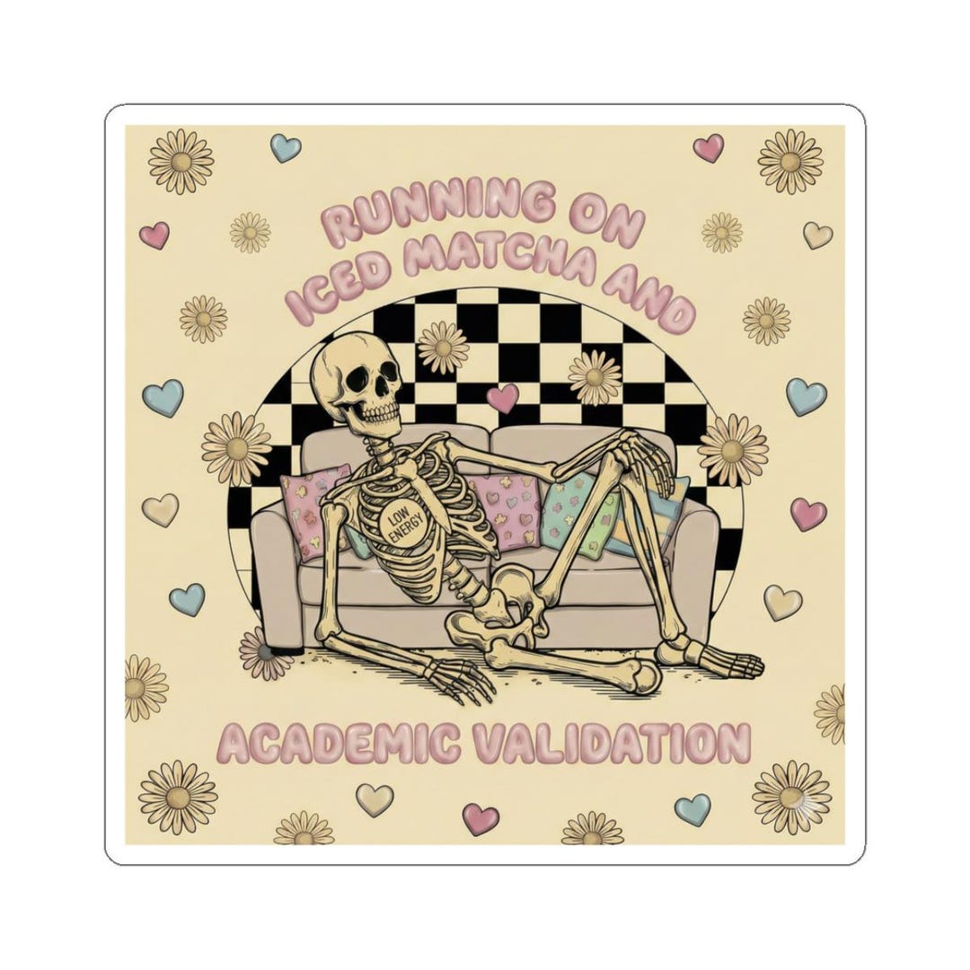 Running on Iced Matcha and Academic Validation Sticker | Kiss-cut Vinyl ...