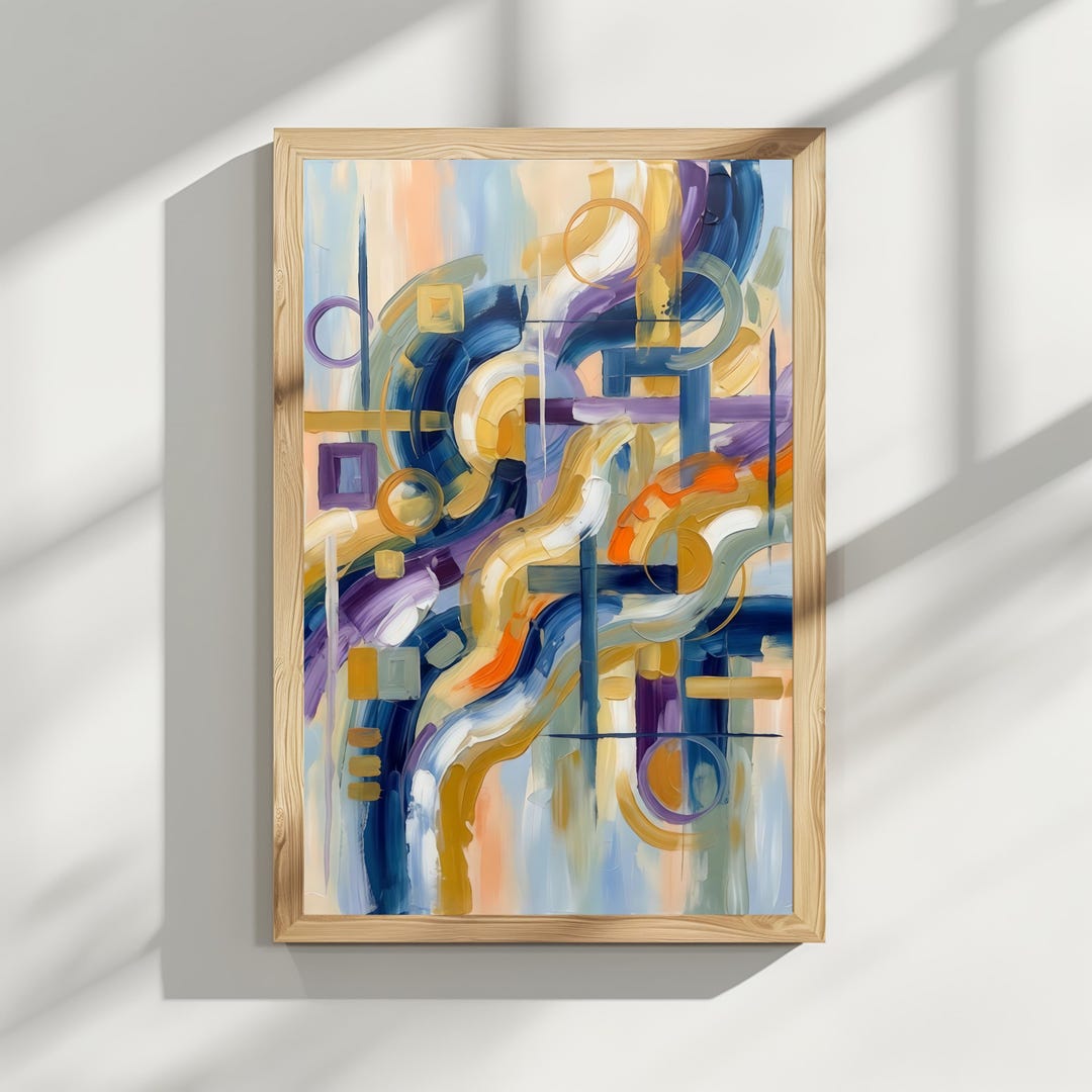 Modern Abstract Wall Art Print – Bold Geometric Abstract Painting ...