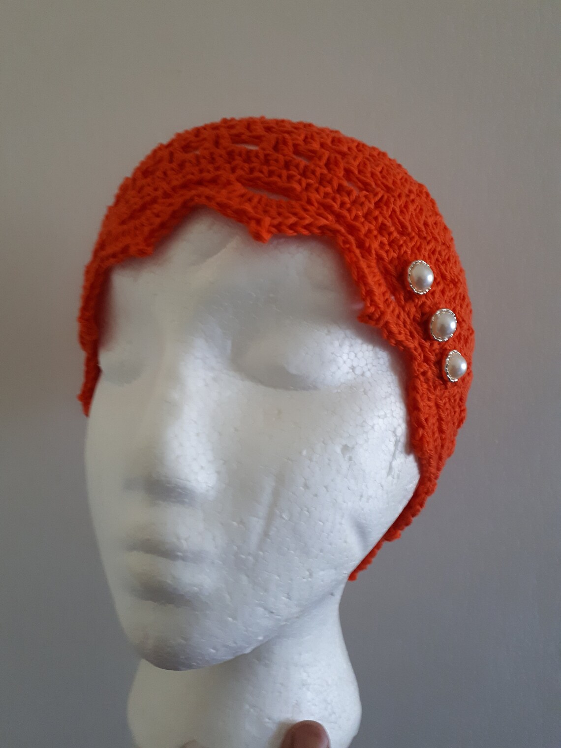 Orange Crochet Juliet Hat. Vintage Inspired Crochet Hat. - Etsy