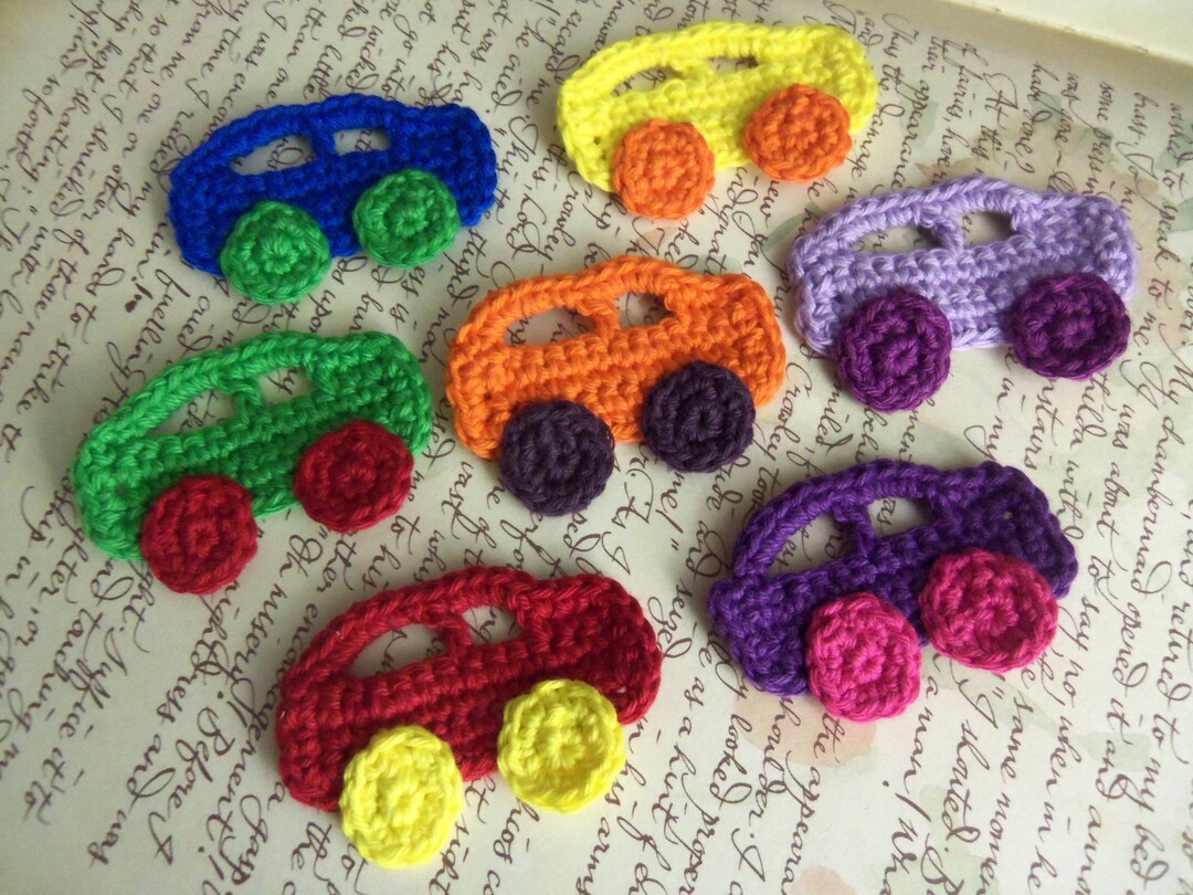 Crochet Car Appliques. Set of 9 Assorted Crochet Car Appliques. - Etsy