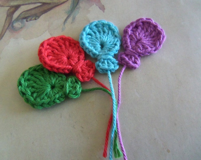 Set of Four Assorted Small Crochet Balloon Appliques. Crochet Balloon ...