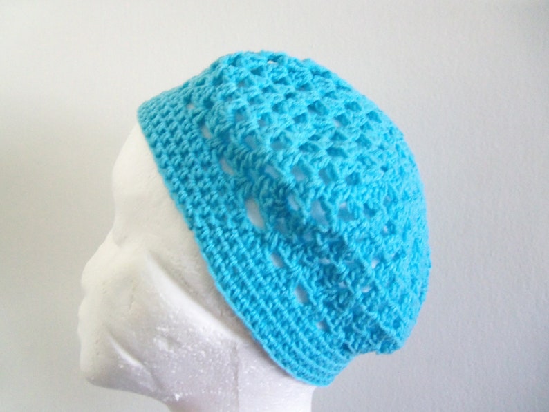 Light Blue Crochet Beret Hat. Handmade Crochet Beret Hat. - Etsy