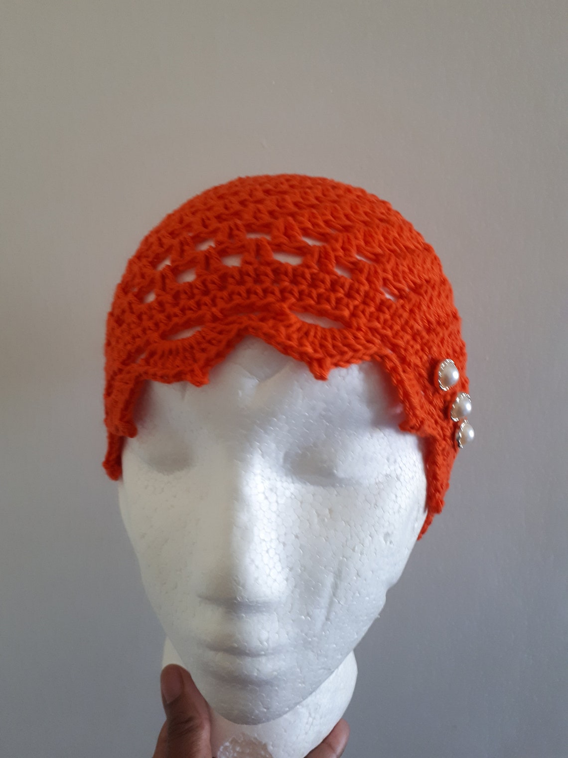 Orange Crochet Juliet Hat. Vintage Inspired Crochet Hat. - Etsy