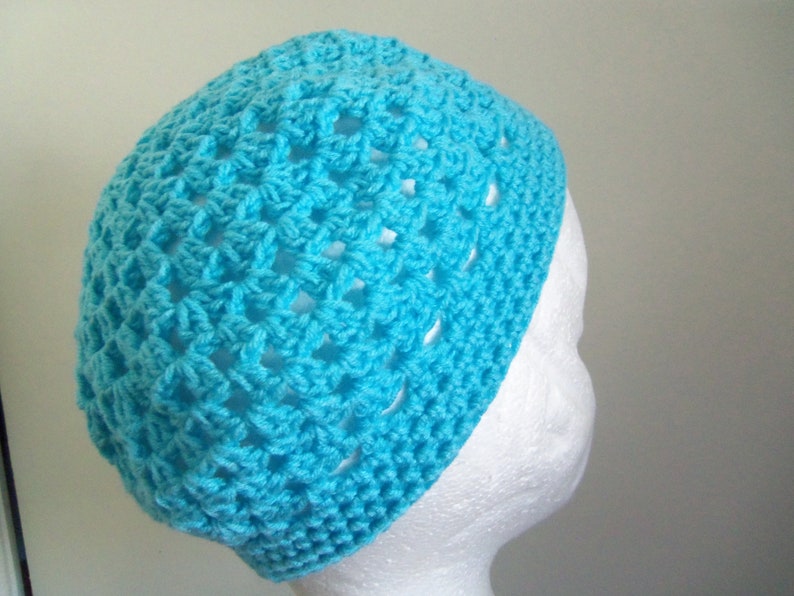Light Blue Crochet Beret Hat. Handmade Crochet Beret Hat. - Etsy