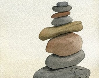 Cairn 3 Digital Download Watercolor Nature Rock Stack - Etsy