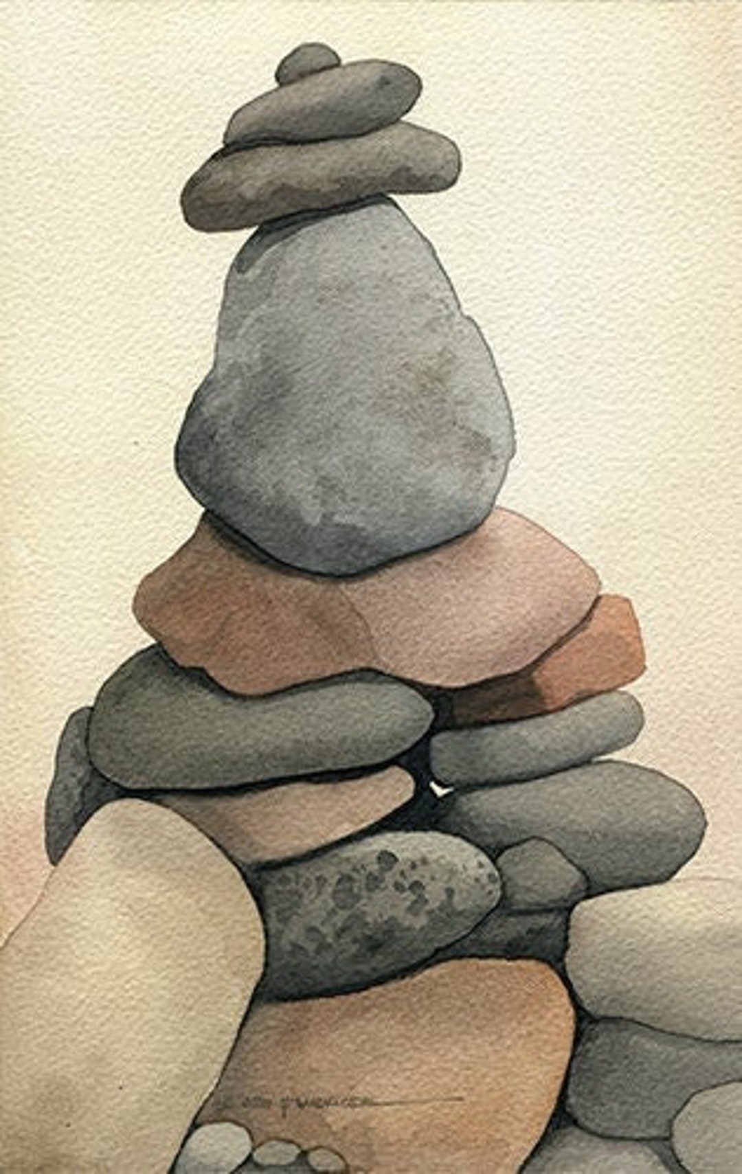 Cairn 2 Digital Download Watercolor Nature Rock Stack - Etsy
