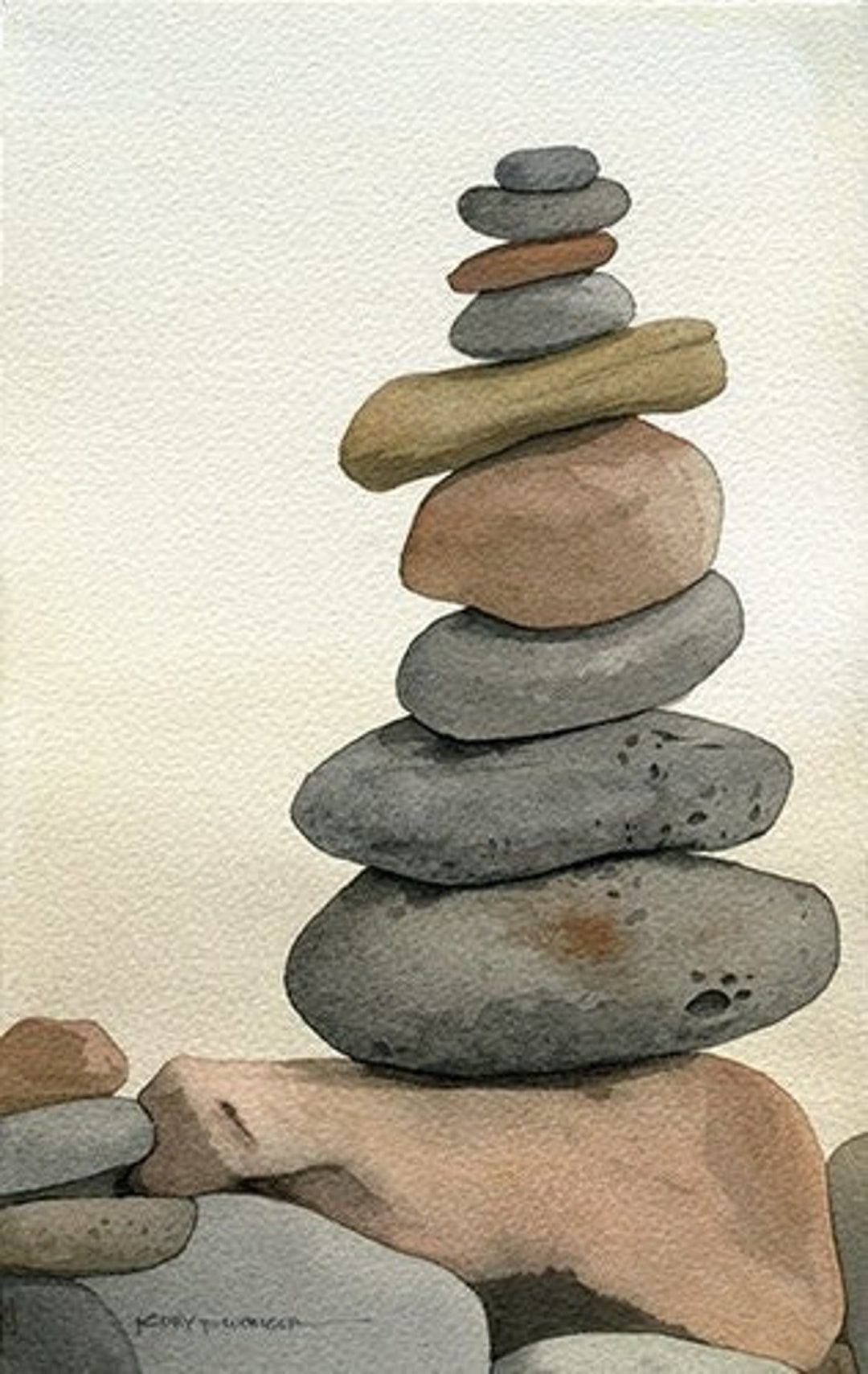 Cairn 1 Digital Download Watercolor Nature Rock Stack - Etsy