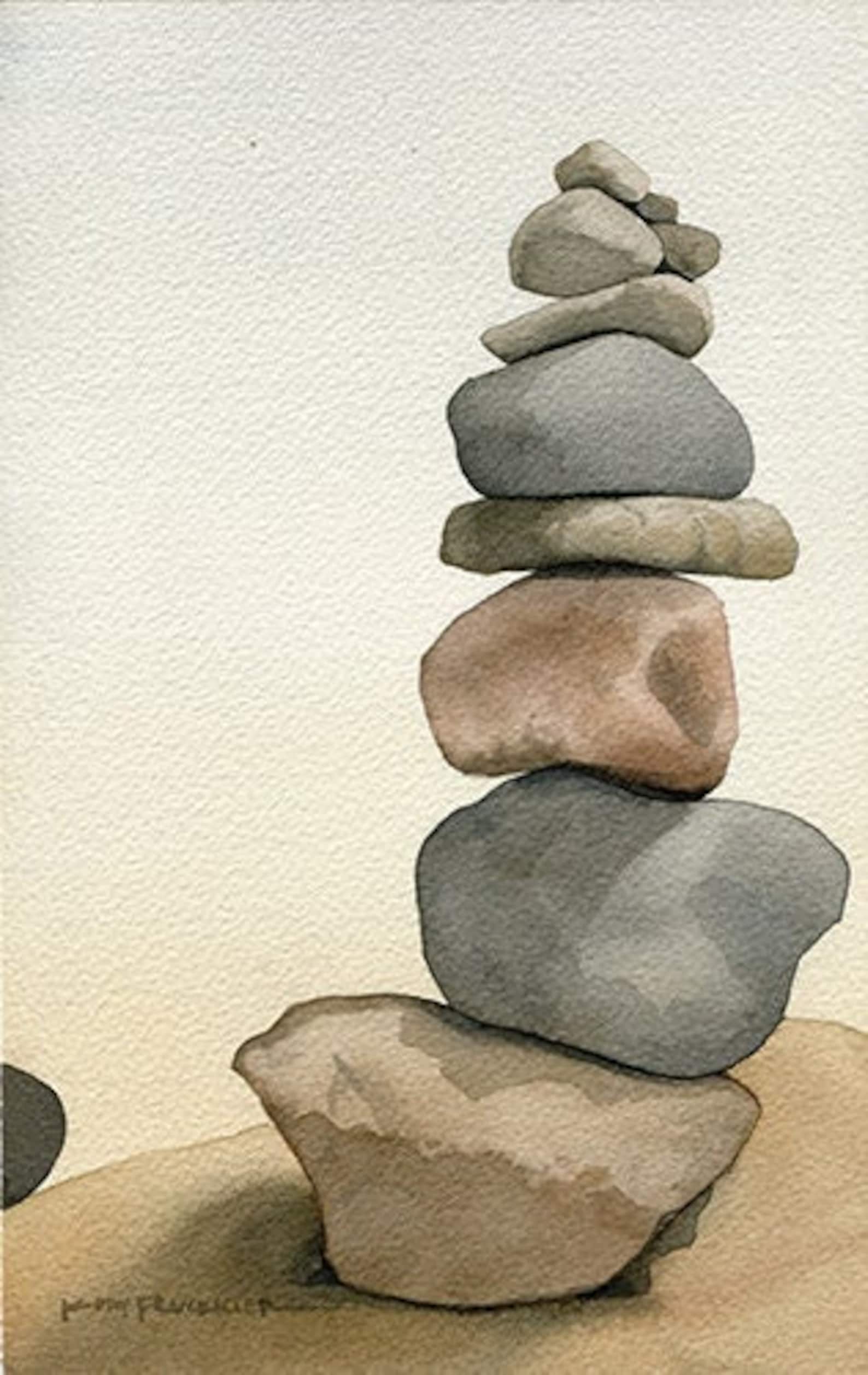 Cairn 3 Digital Download Watercolor Nature Rock Stack - Etsy