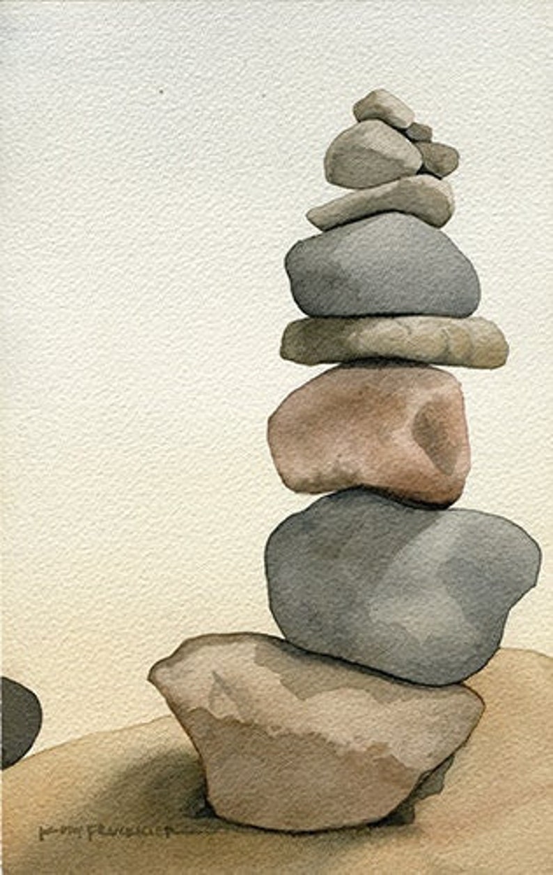 Cairn 3 Digital Download Watercolor Nature Rock Stack - Etsy