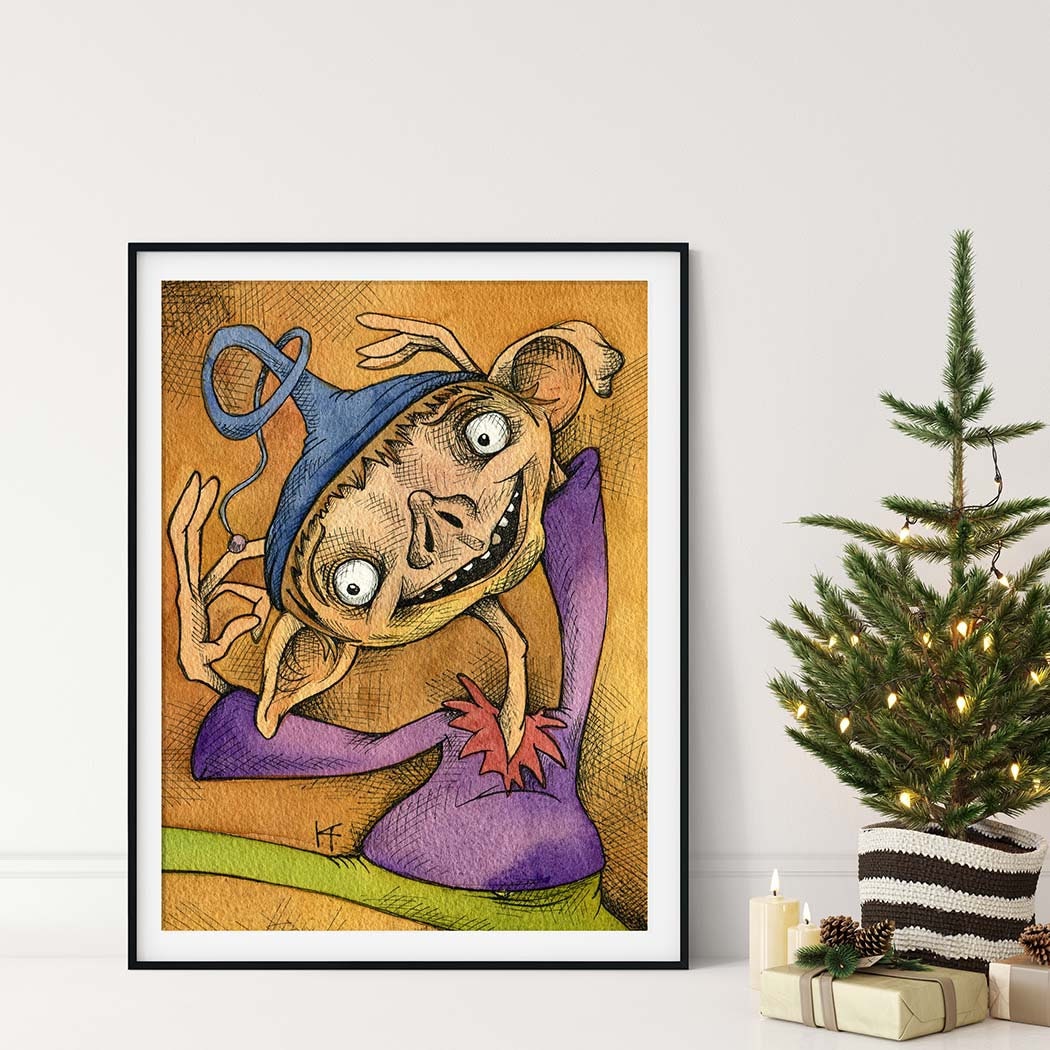 Whimsical Elf Art – "prudo" Digital Download Watercolor Christmas - Etsy