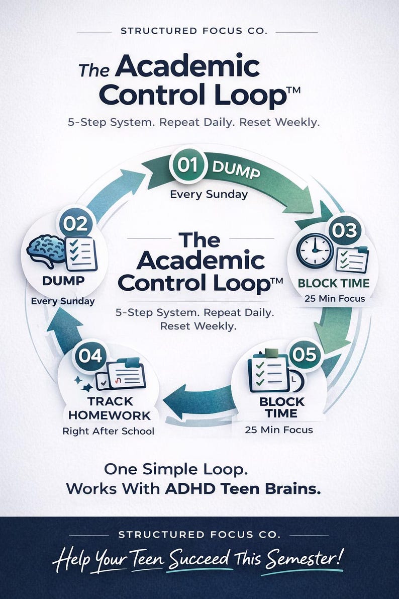 ADHD High School Academic Planner, Executive Function System, Homework ...