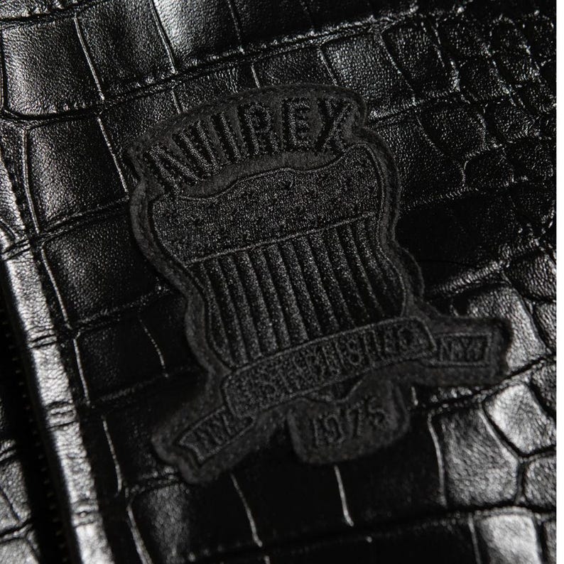 Avirex Croc-embossed Leather Bomber Jacket, Designer Streetwear - Etsy