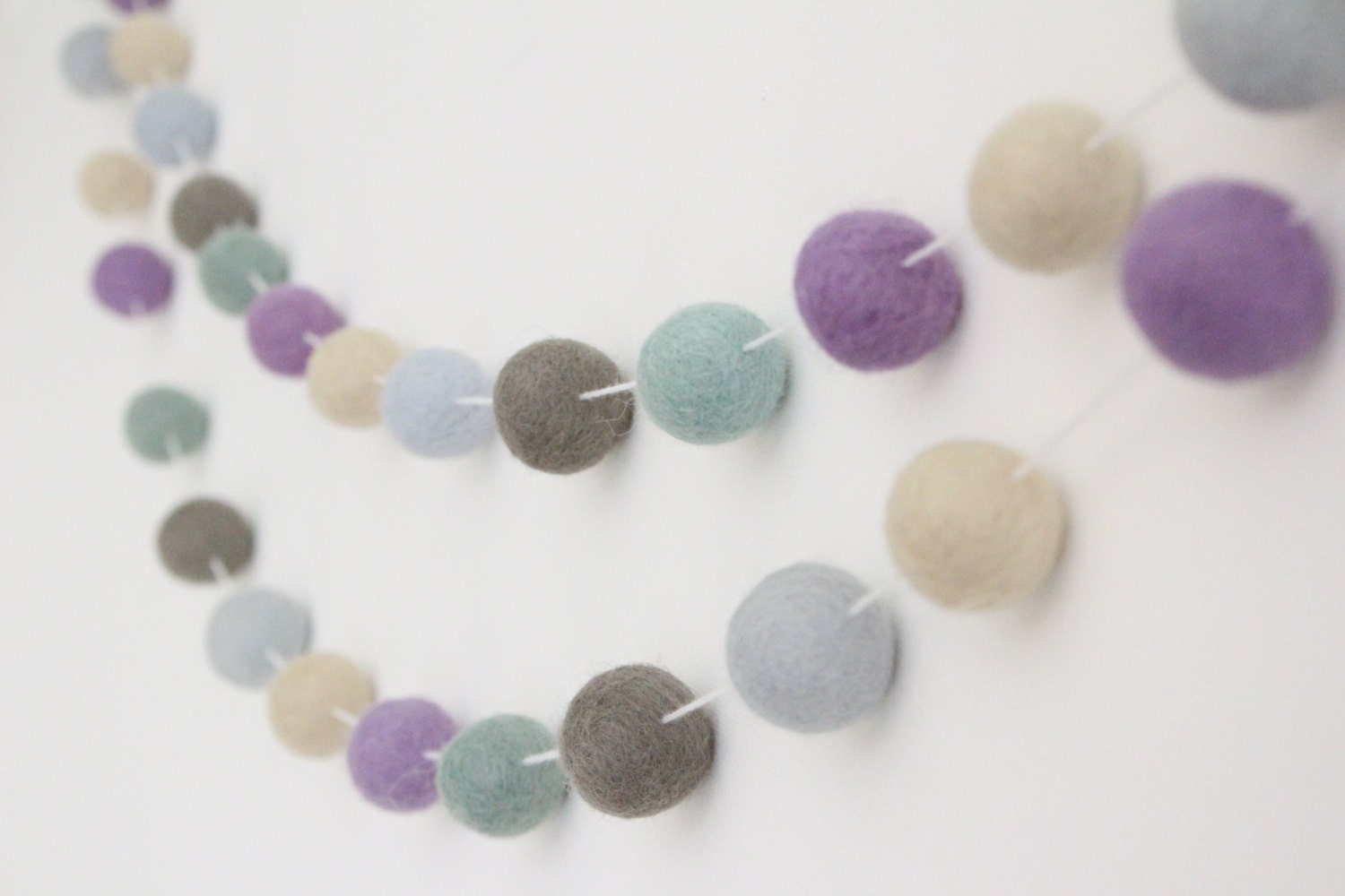Felt Ball Garland Baby Girl Garland Misty Morning Gray Mint - Etsy