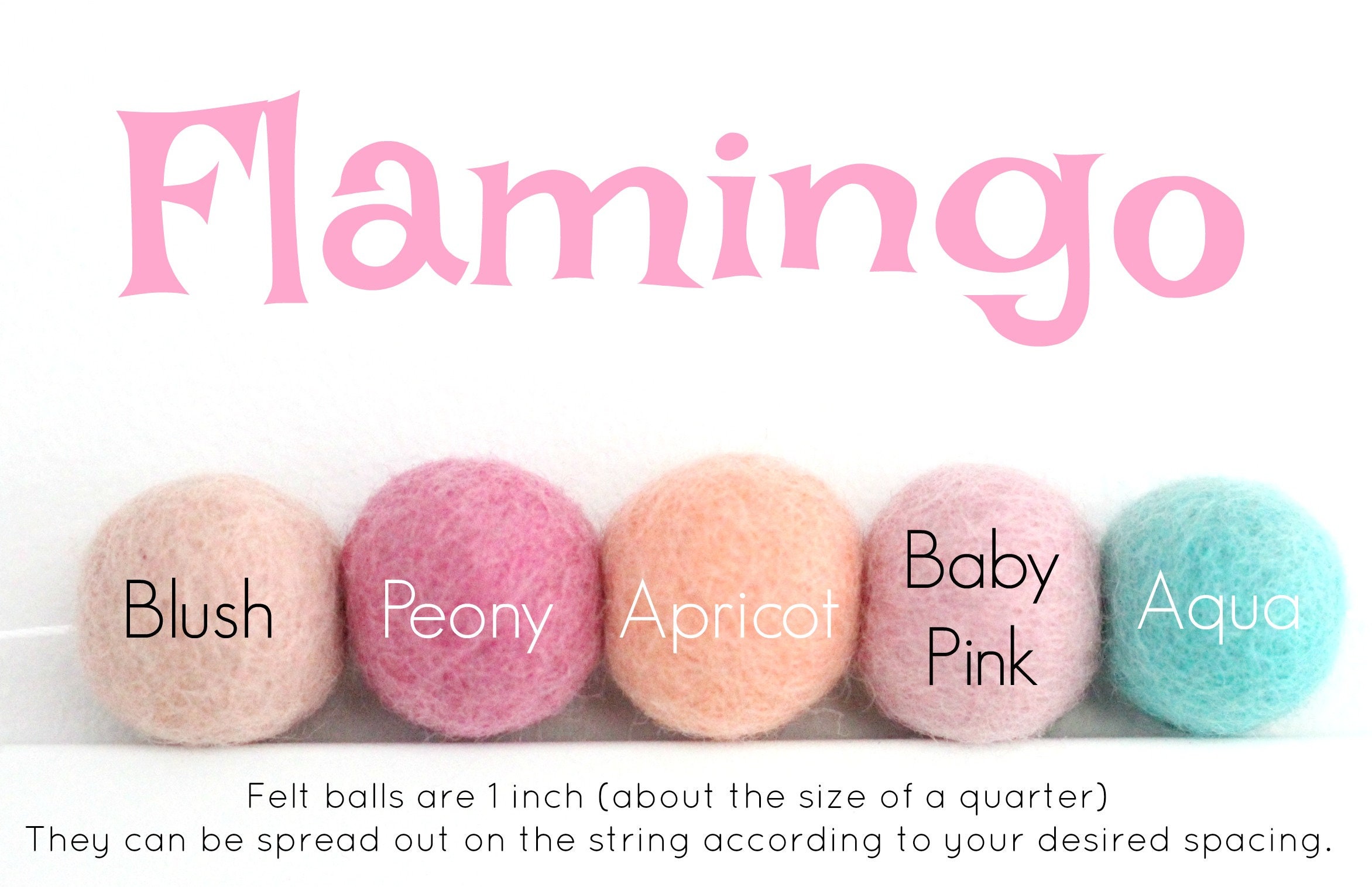 Flamingo Felt Ball garland pink aqua spring decor Flamingo | Etsy