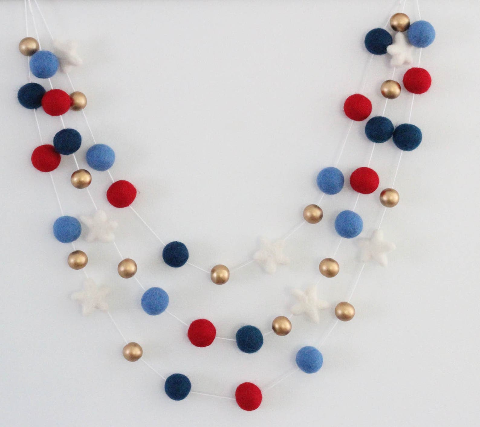 Gold Stars & Stripes Star Garland- Fourth of July Garland- Pom Pom ...