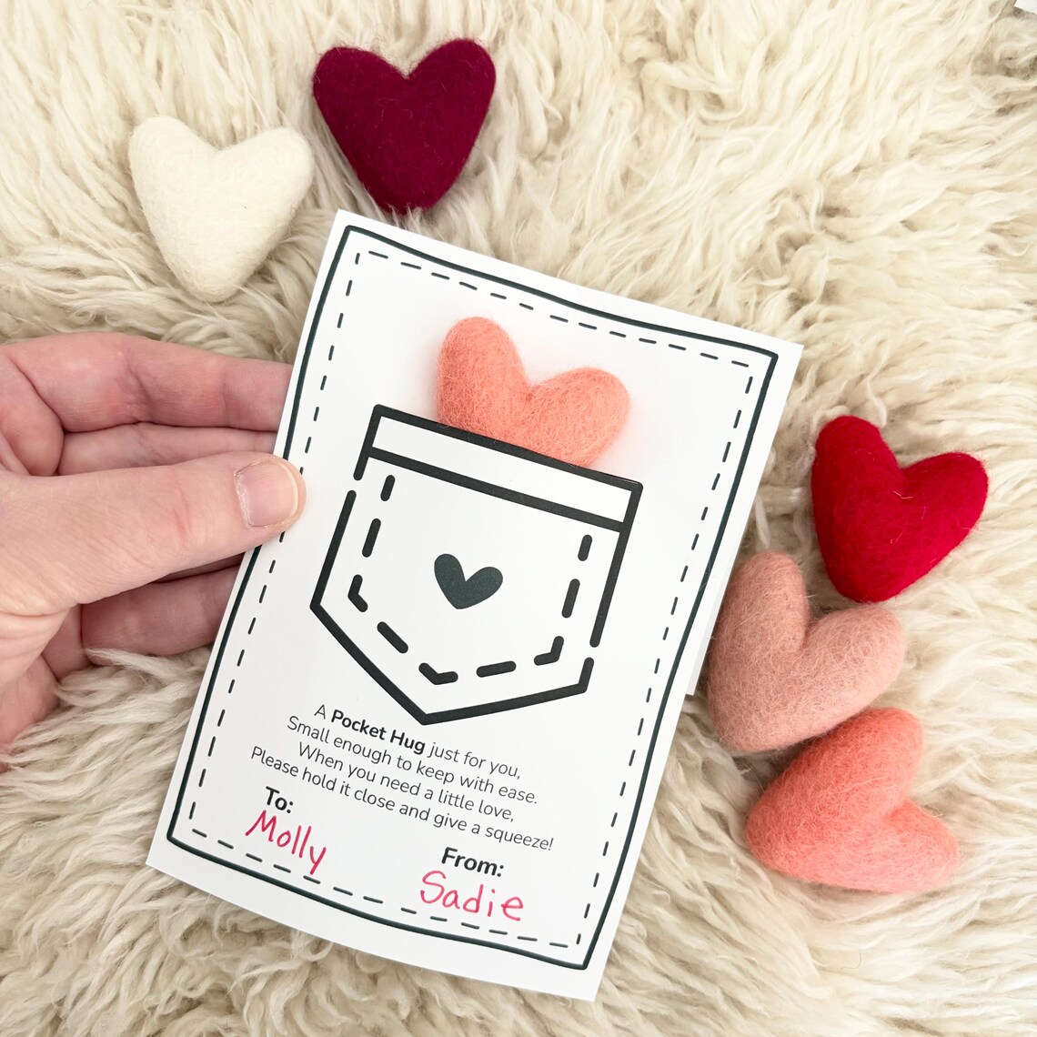 Pocket Hug Valentine PDF | Digital File | Felt Hearts Sold Separately ...