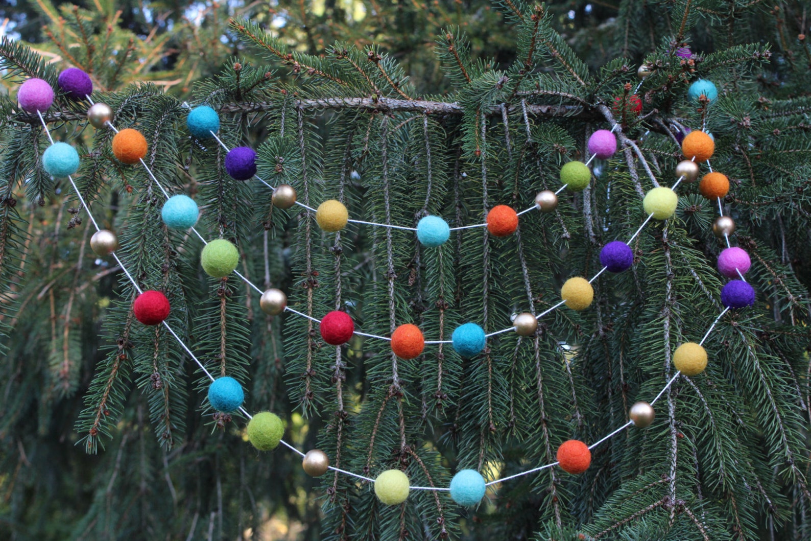 Rainbow Gold Christmas Garland Multicolored Garland Rainbow | Etsy