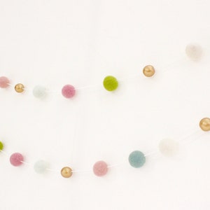 Pastel Spring Garland- Felt Ball Garland- Pink Nursery Decor- Gold ...