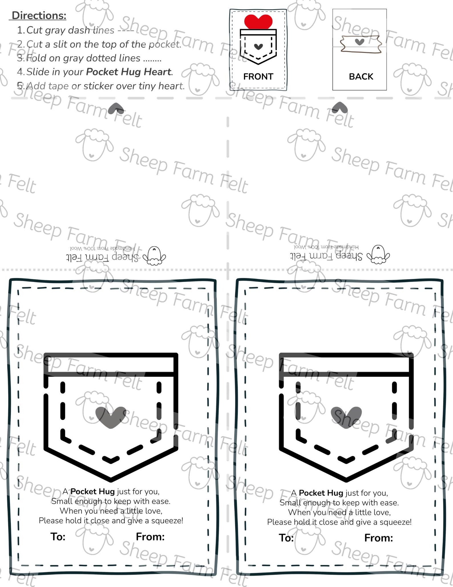 Pocket Hug Valentine PDF | Digital File | Felt Hearts Sold Separately ...