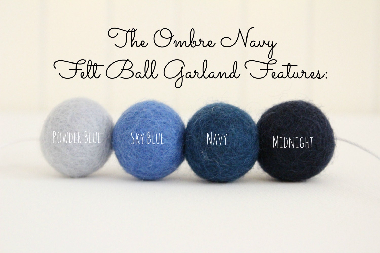 Navy Garland- Birthday Party Decor- Navy Felt Ball Garland-pom Pom ...