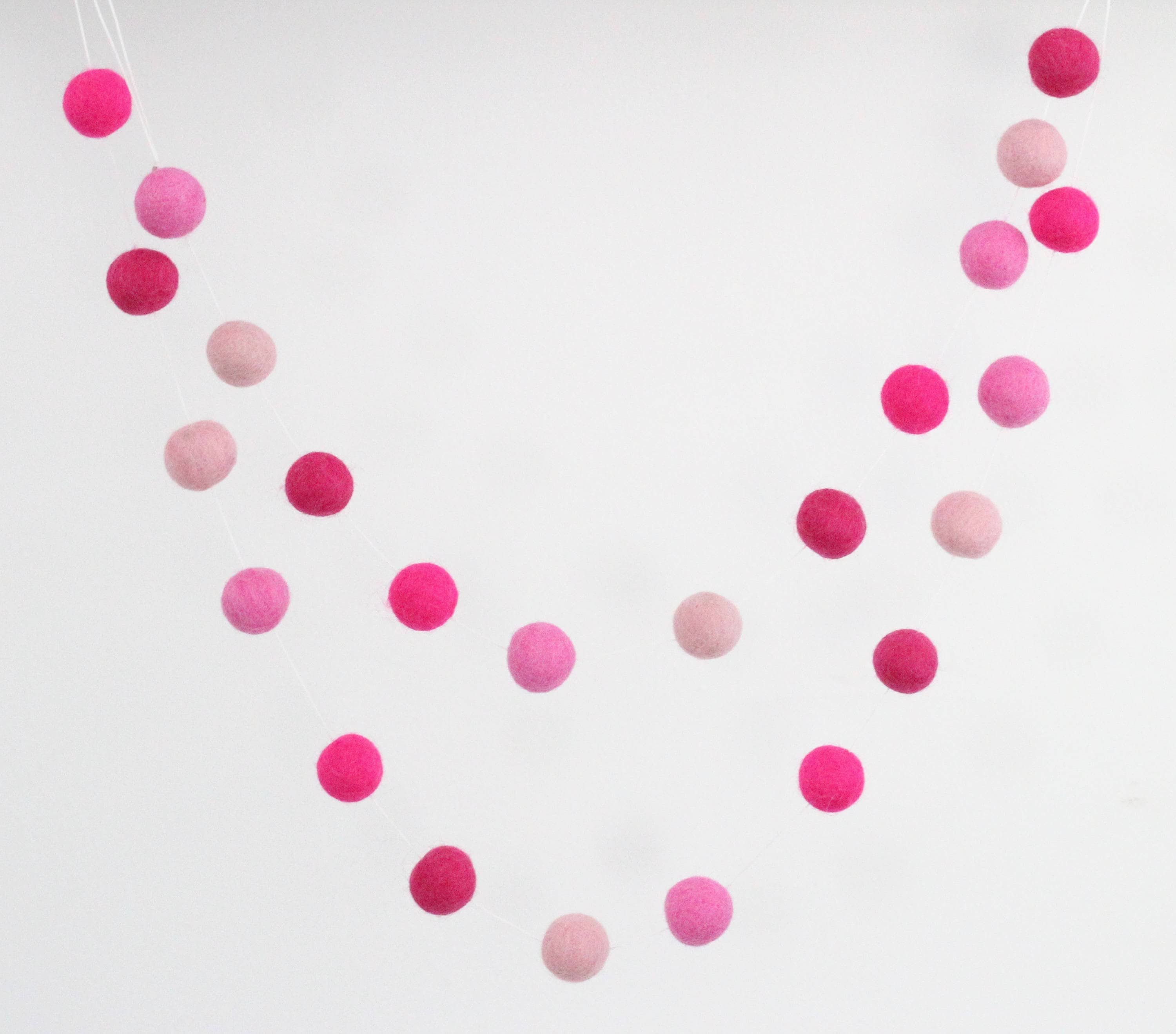 Pink Garland- Pink Pom Pom Garland- Pink Nursery Decor- Felt Ball ...