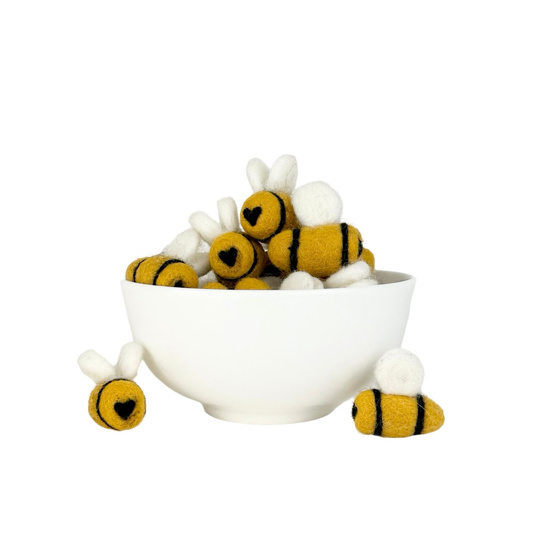 Felt Bees With Heart Noses | Sheep Farm Felt Exclusive - Etsy