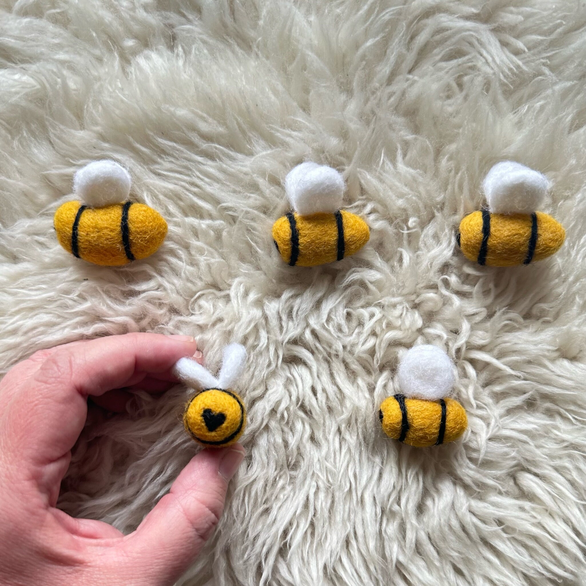 Felt Bees With Heart Noses | Sheep Farm Felt Exclusive - Etsy