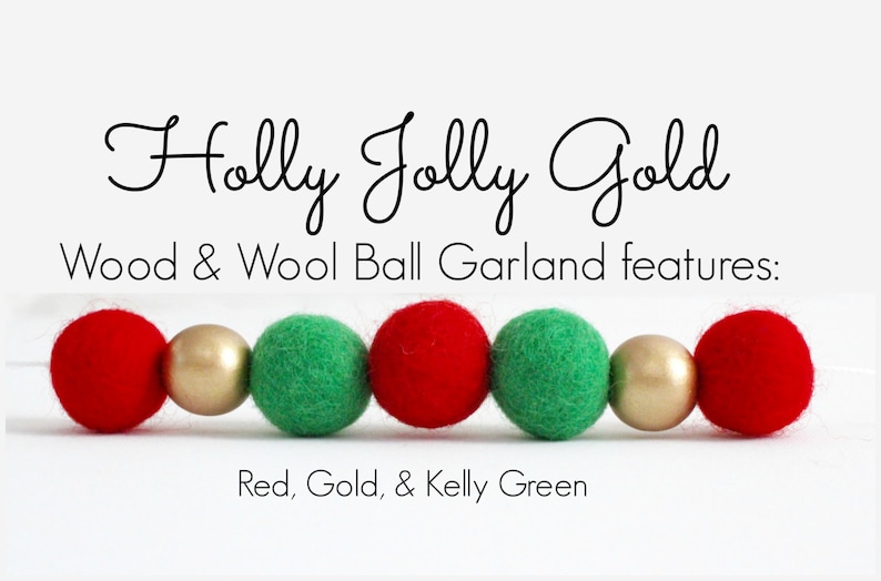 Holly Jolly Gold Christmas Garland Red Green Gold Garland - Etsy