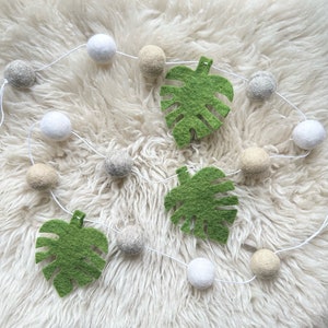 Monstera Farmhouse- Ivory, Cream, Light Pebble Gray With Green Monstera ...