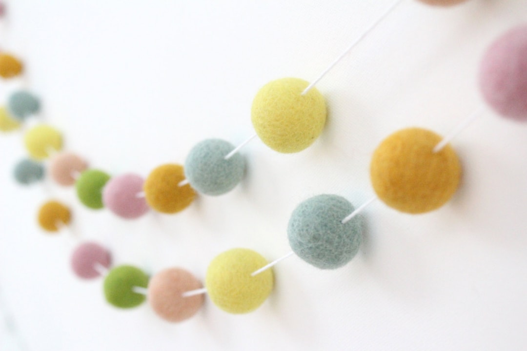 Easter Felt Ball Garland- Pom Pom Garland- Easter Bunny- Spring Mantel ...