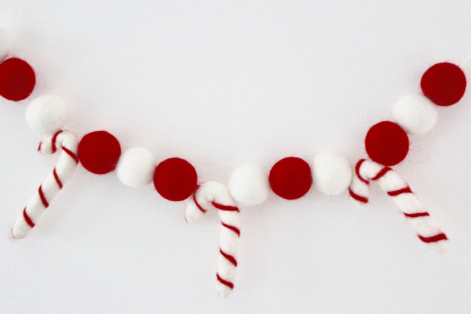 Candy Cane Felt Ball Garland Red and White Felt Candy Canes - Etsy