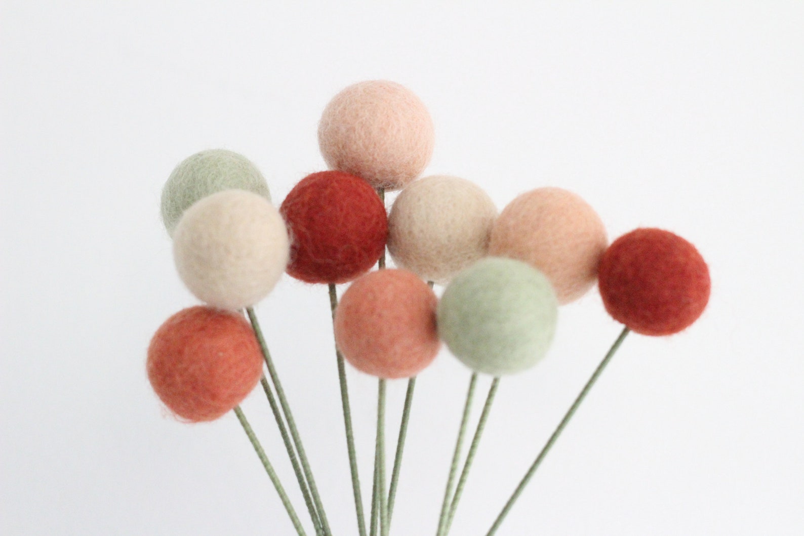 Blushing Autumn Felt Ball Flower Bouquet Wool Pom Pom | Etsy