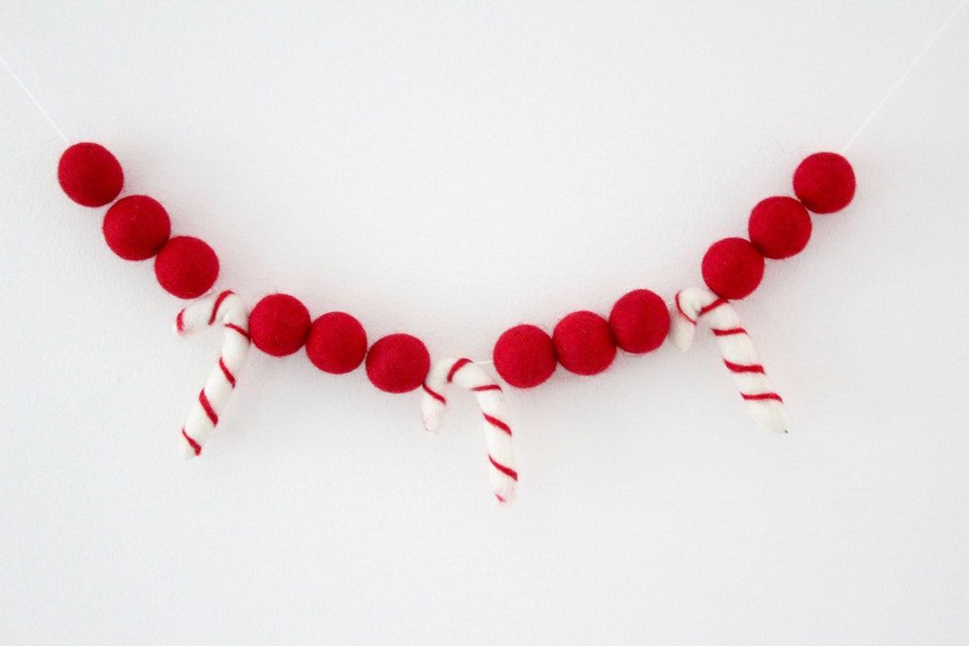 Candy Cane Garland- Red With Striped Candy Canes - Felt Candy Canes ...