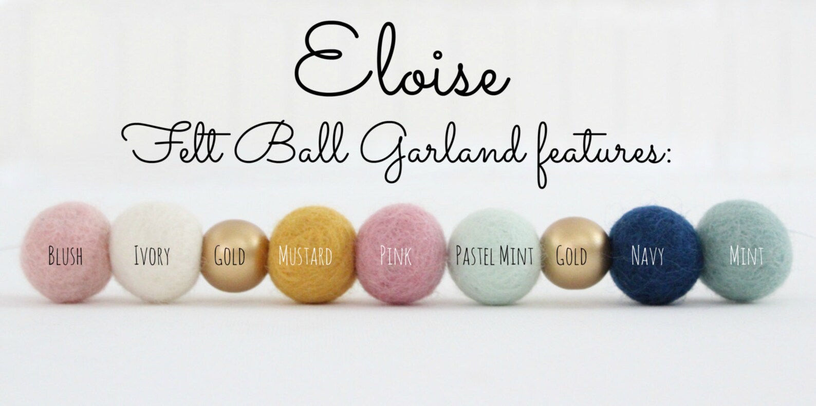 Eloise Felt Ball Garland Girl Nursery Decor Gold Accent - Etsy