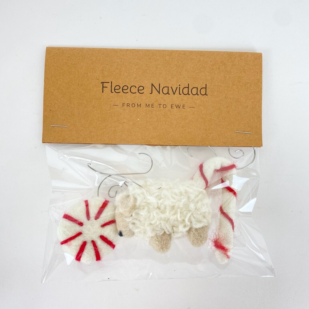Felt Sheep Ornament Gift Set: Wool Candy Cane & Peppermint - Etsy