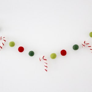 Candy Cane Garland- Red Citrus Evergreen - Felt Candy Canes- Christmas ...