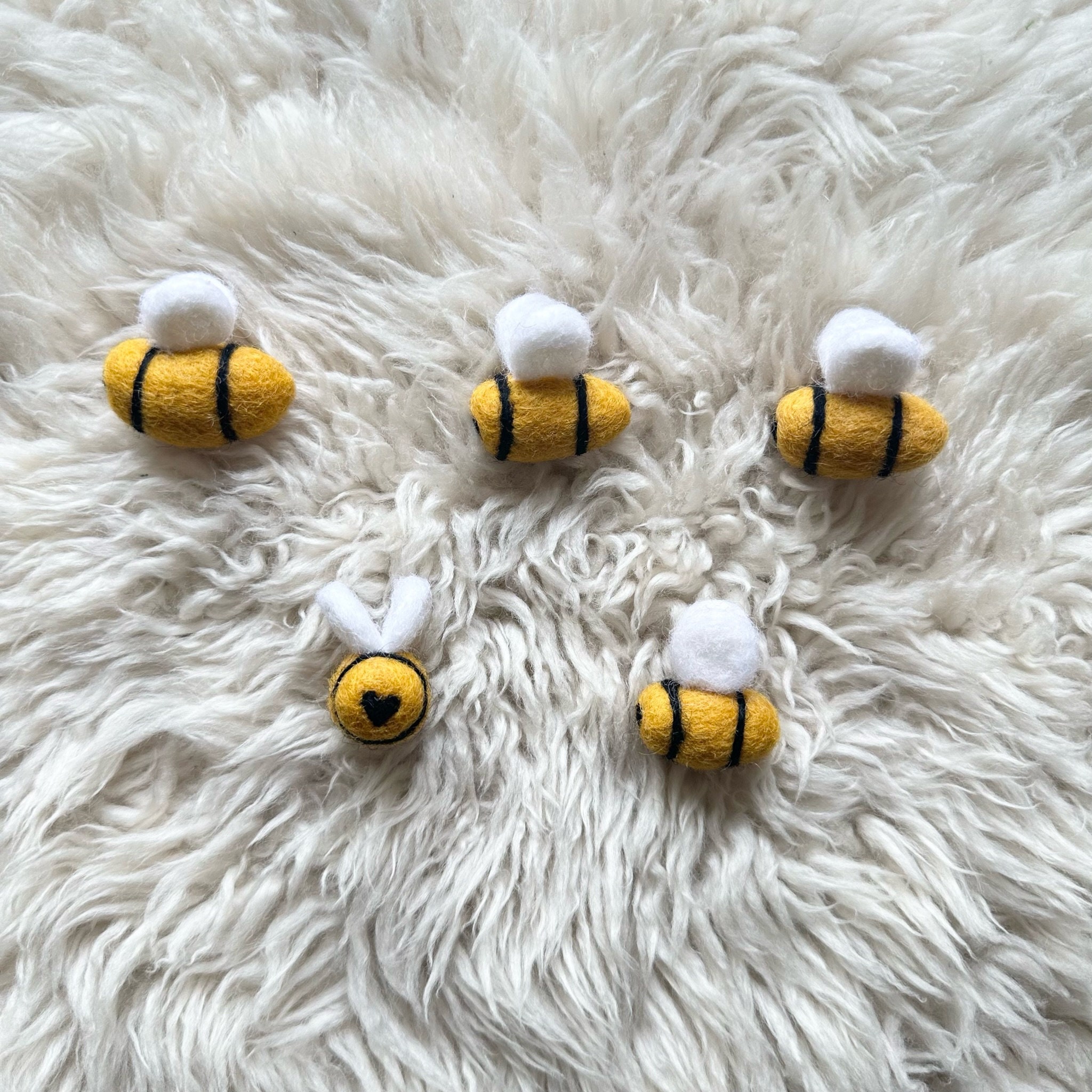 Felt Bees With Heart Noses | Sheep Farm Felt Exclusive - Etsy