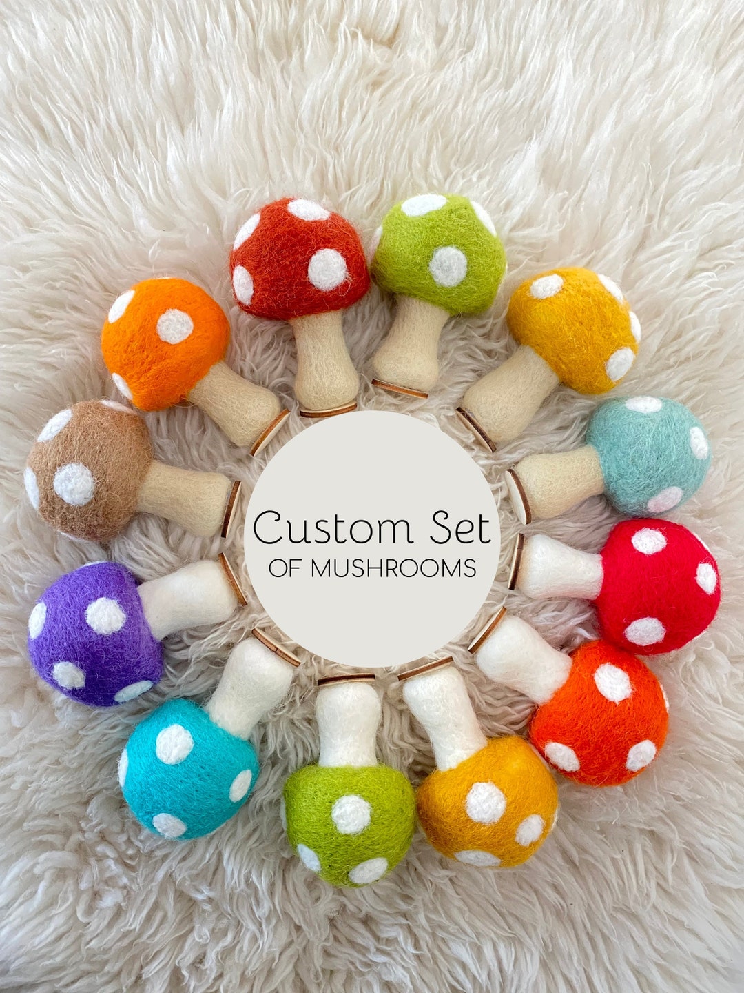 Custom Set of Mushrooms- Choose Colors, Set of 3, 6, or 12 - Etsy