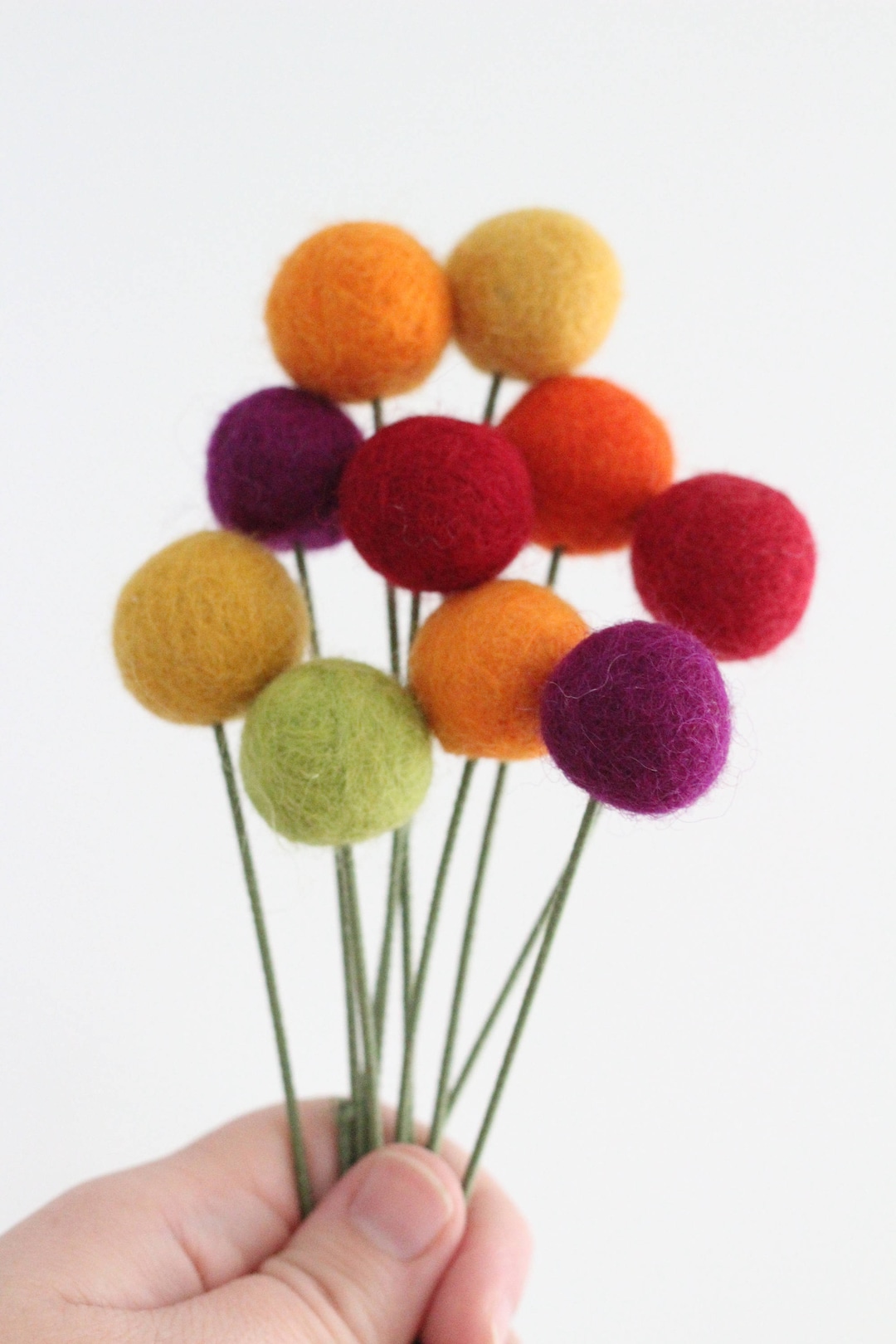 Happy Fall, Y'all Felt Ball Flower Bouquet- Wool Pom Pom Flowers- Fall ...