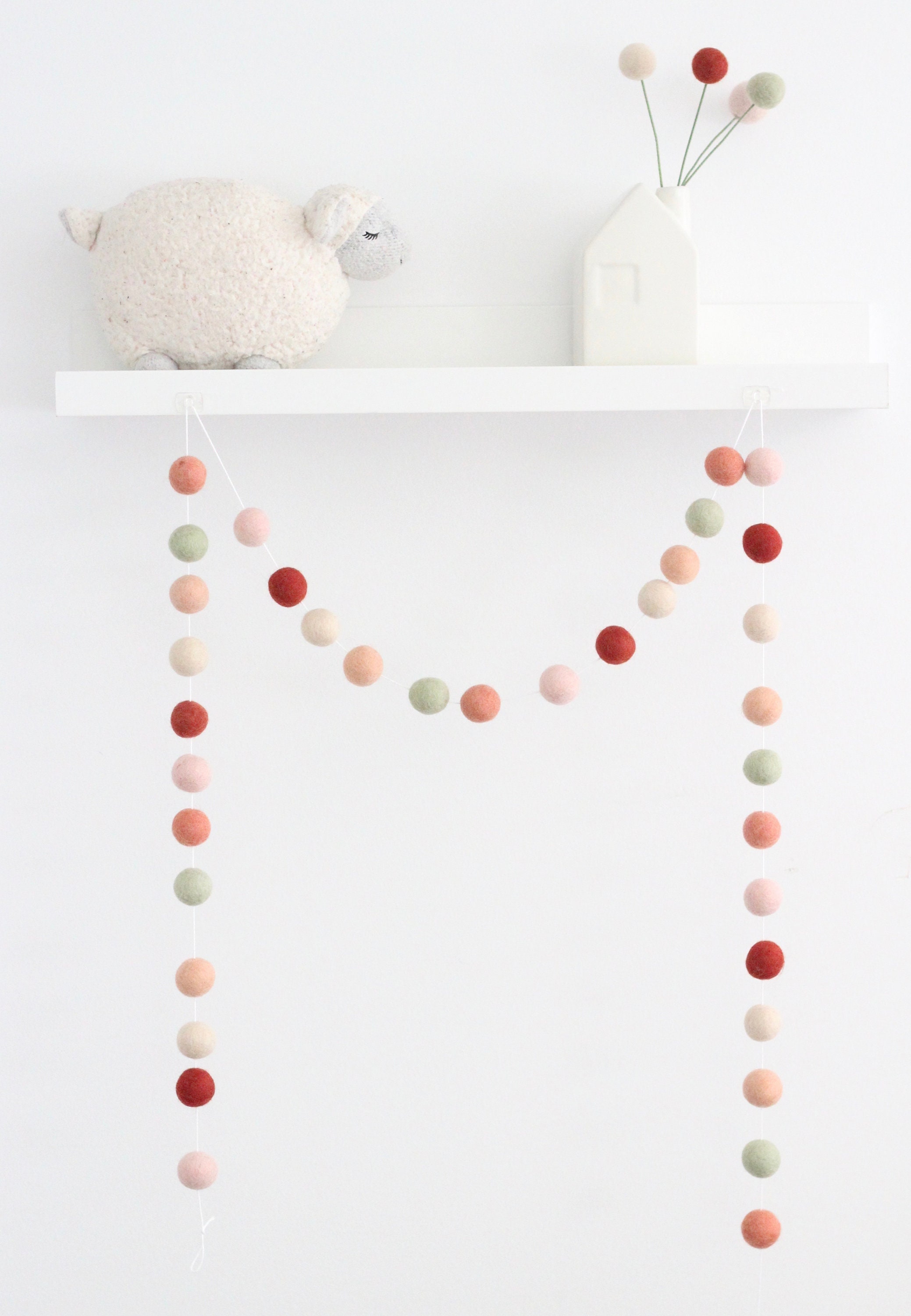 Blushing Autumn Fall Pom pom garland Felt ball garland fall | Etsy