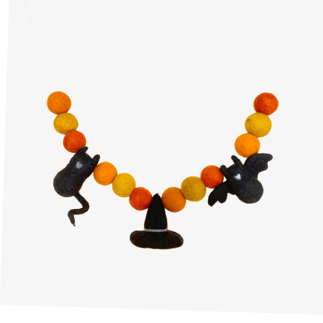 Cat, Hat & Bat (orange) | Halloween Creature Garland - Etsy