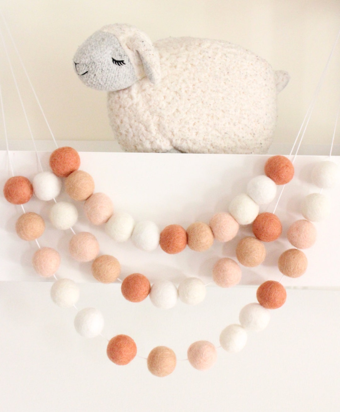 Ombre Coral Garland- Nursery Decor- Peach Coral Felt Ball Garland-pom ...