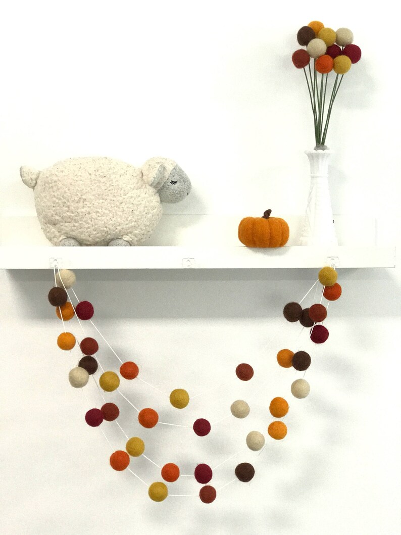 Autumn Leaves Felt Ball Garland Fall Colors Fall Decor Fall | Etsy