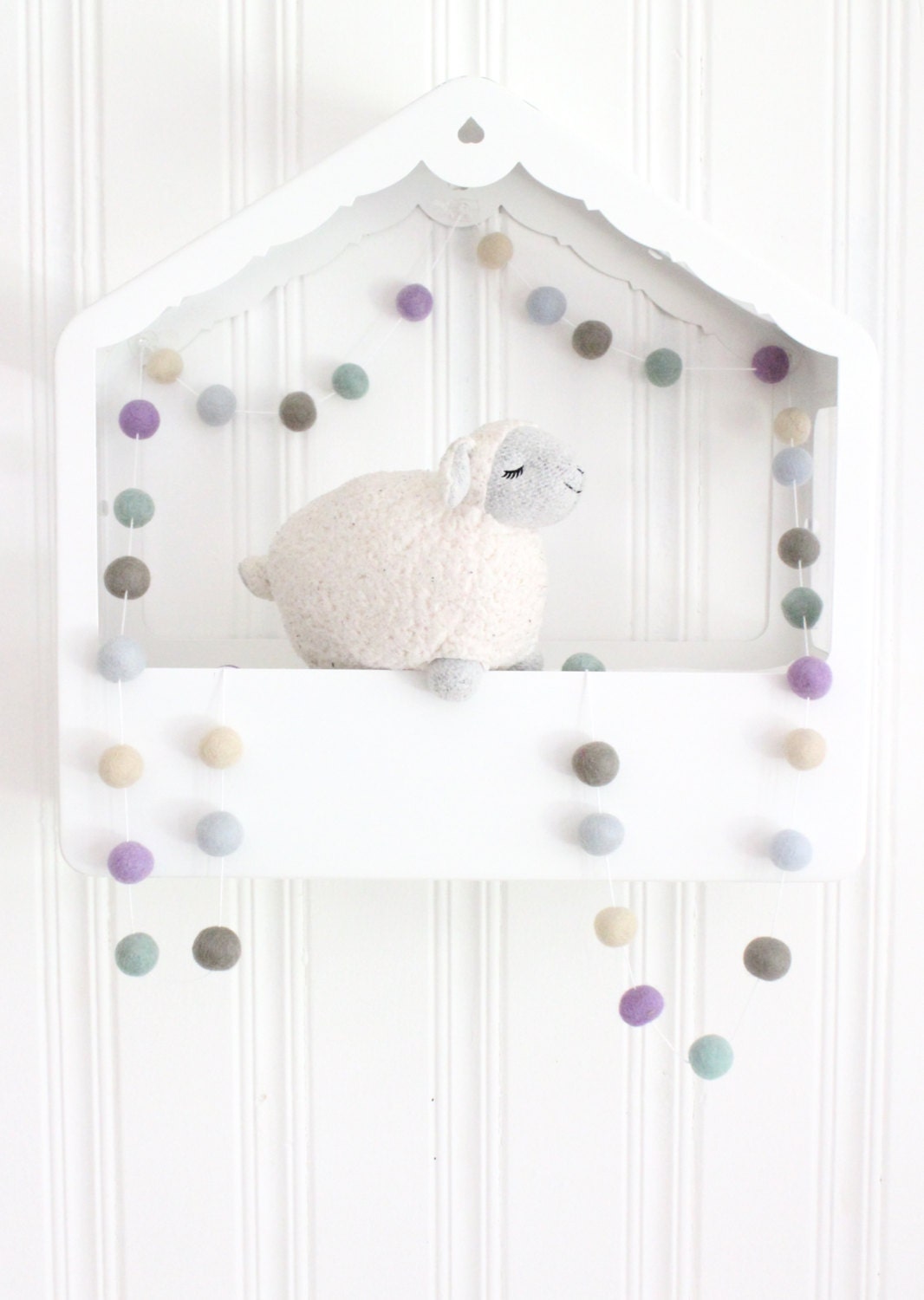 Felt Ball Garland Baby Girl Garland Misty Morning Gray Mint - Etsy