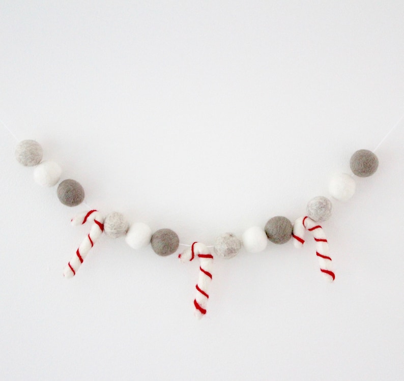 Candy Cane Garland Gray and White Felt Candy Canes - Etsy